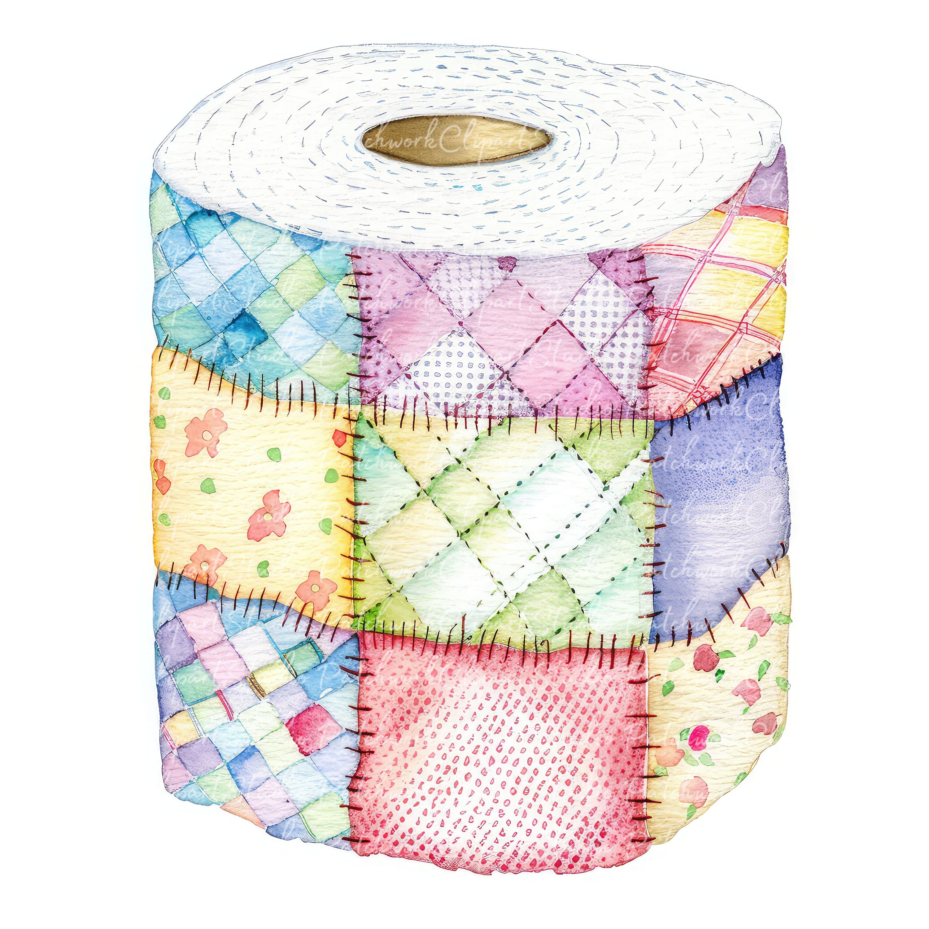 10 Toilet Paper Clipart Bundle, PNG & JPG, Printable Patchwork ...