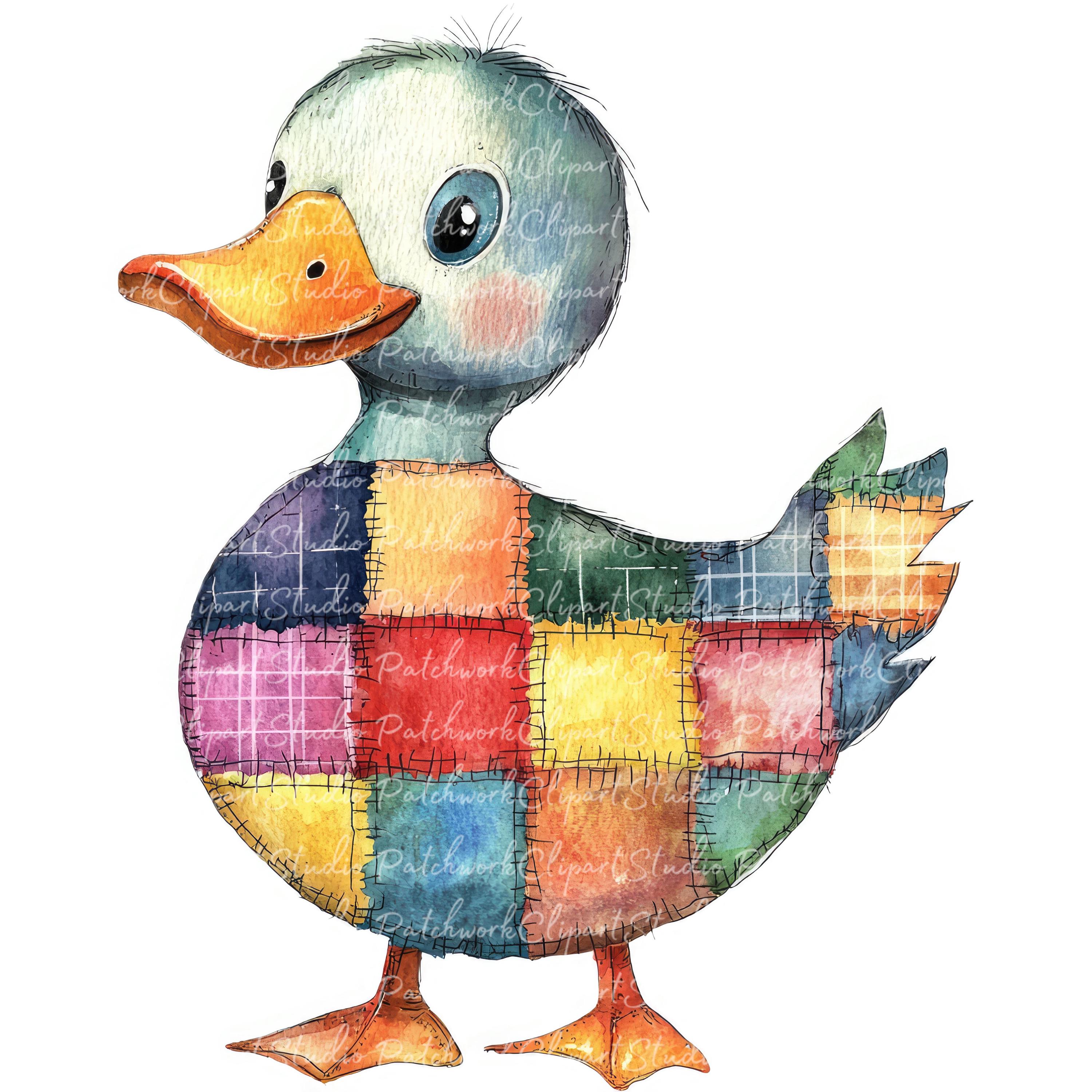 10 Ducks Clipart Bundle, PNG & JPG, Printable Patchwork Duck ...