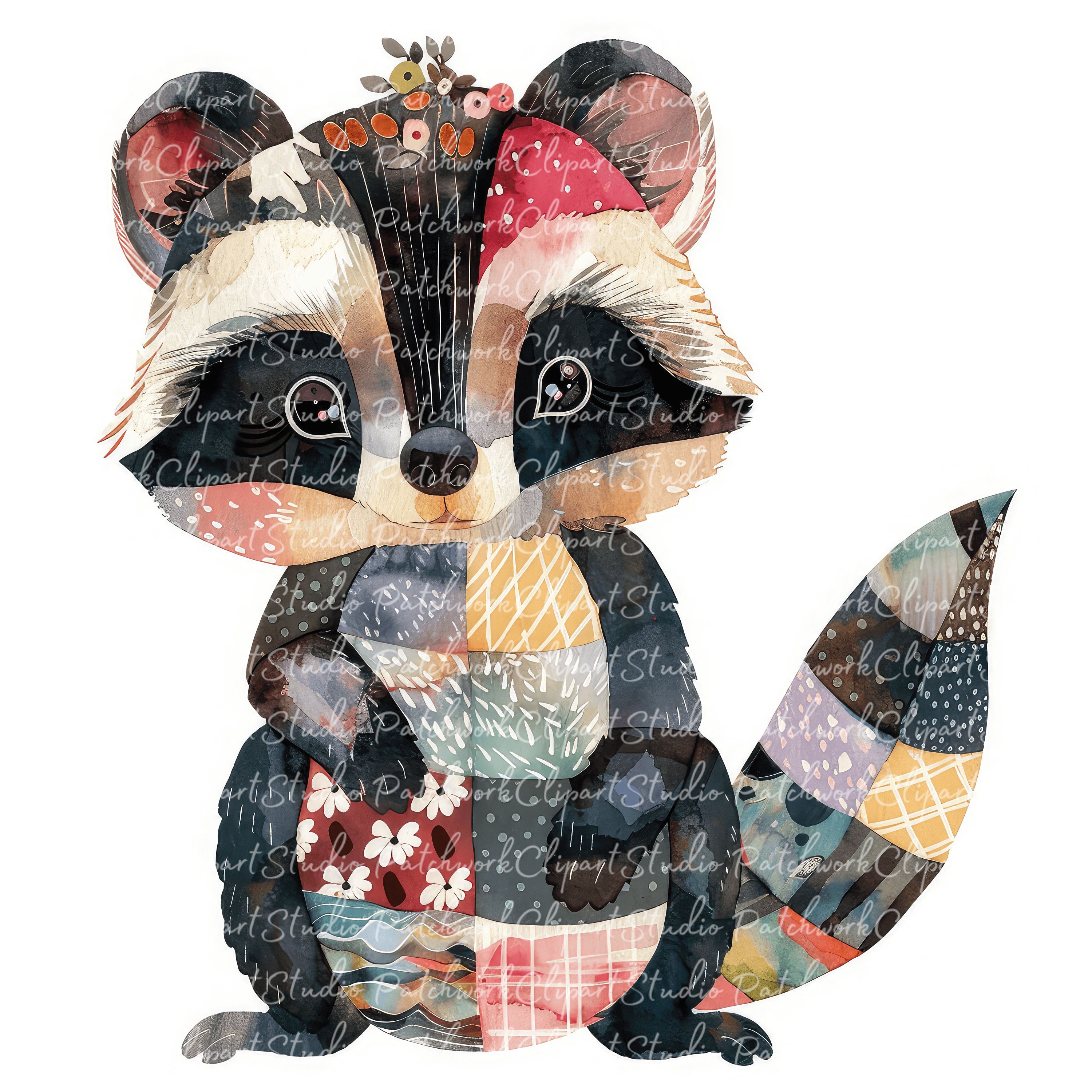 10 Skunk Clipart Bundle, PNG & JPG, Printable Patchwork Skunks ...