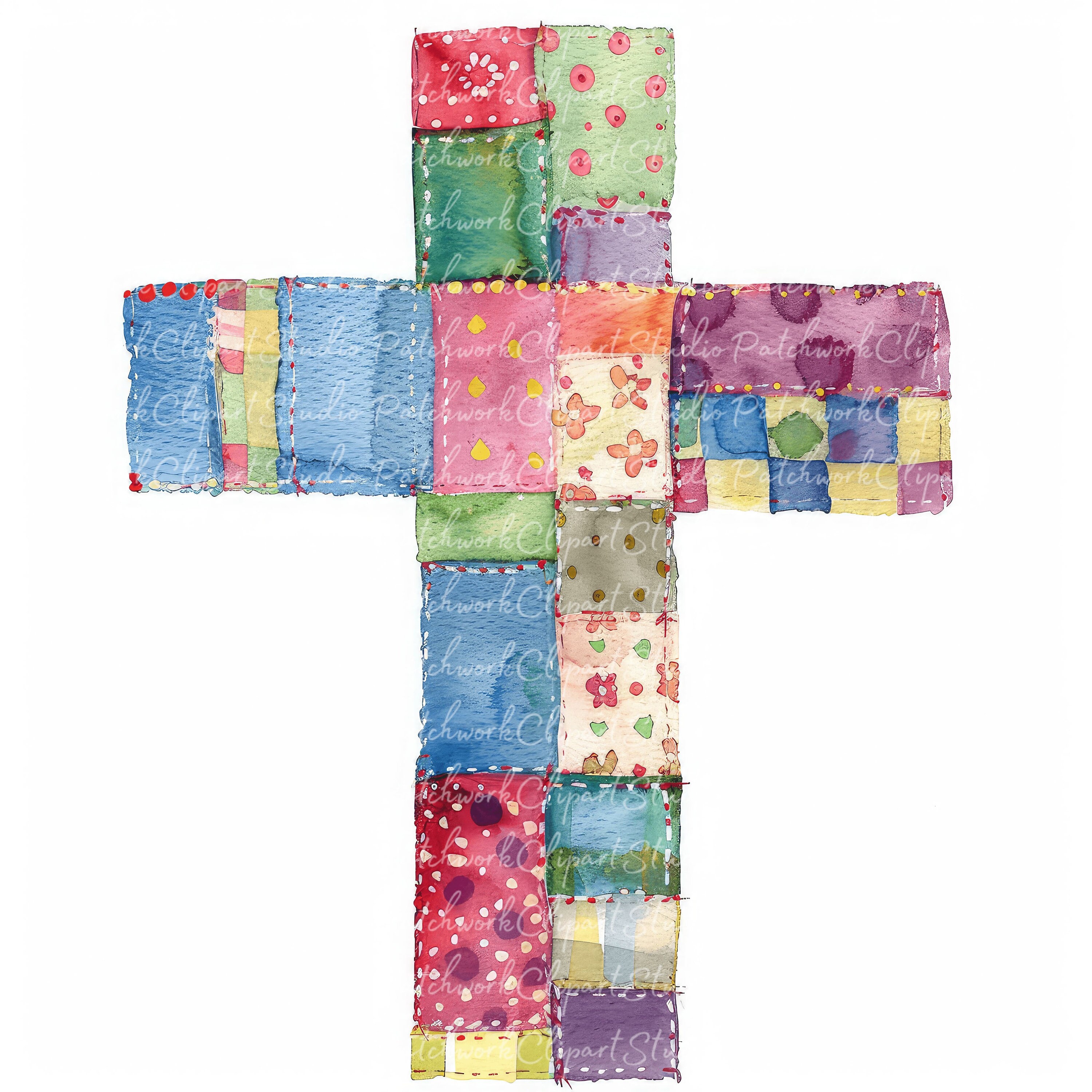 10 Cross Clipart Bundle, PNG & JPG, Printable Patchwork Crosses ...