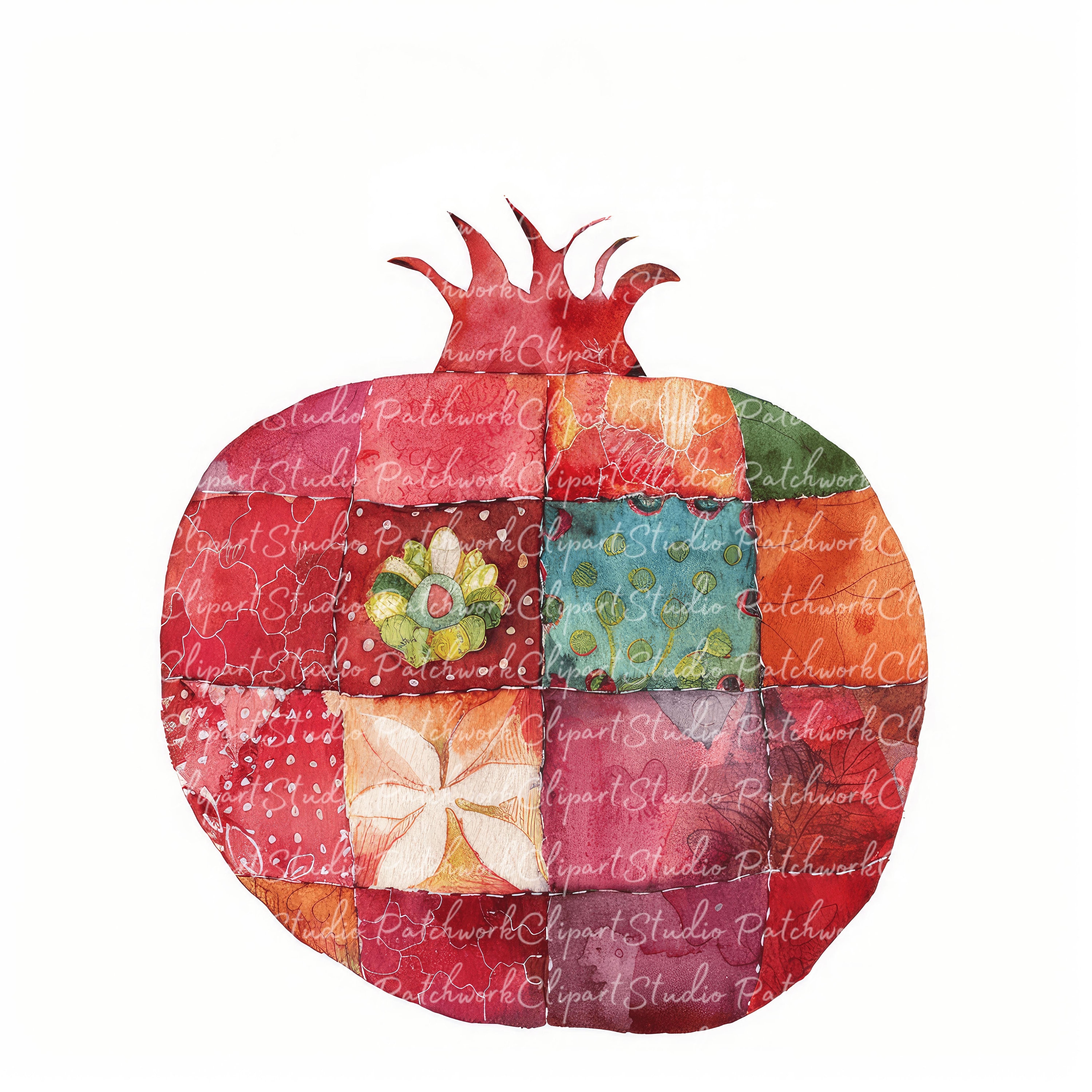 10 Pomegranates Clipart Bundle, PNG & JPG, Printable Patchwork ...