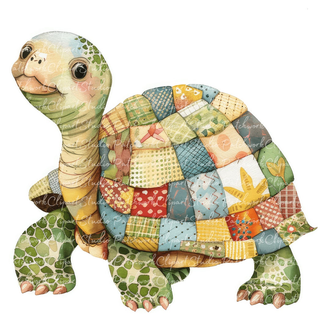 10 Turtle Clipart Bundle, PNG & JPG, Printable Patchwork Turtles ...