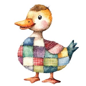 10 Ducks Clipart Bundle, PNG & JPG, Printable Patchwork Duck ...