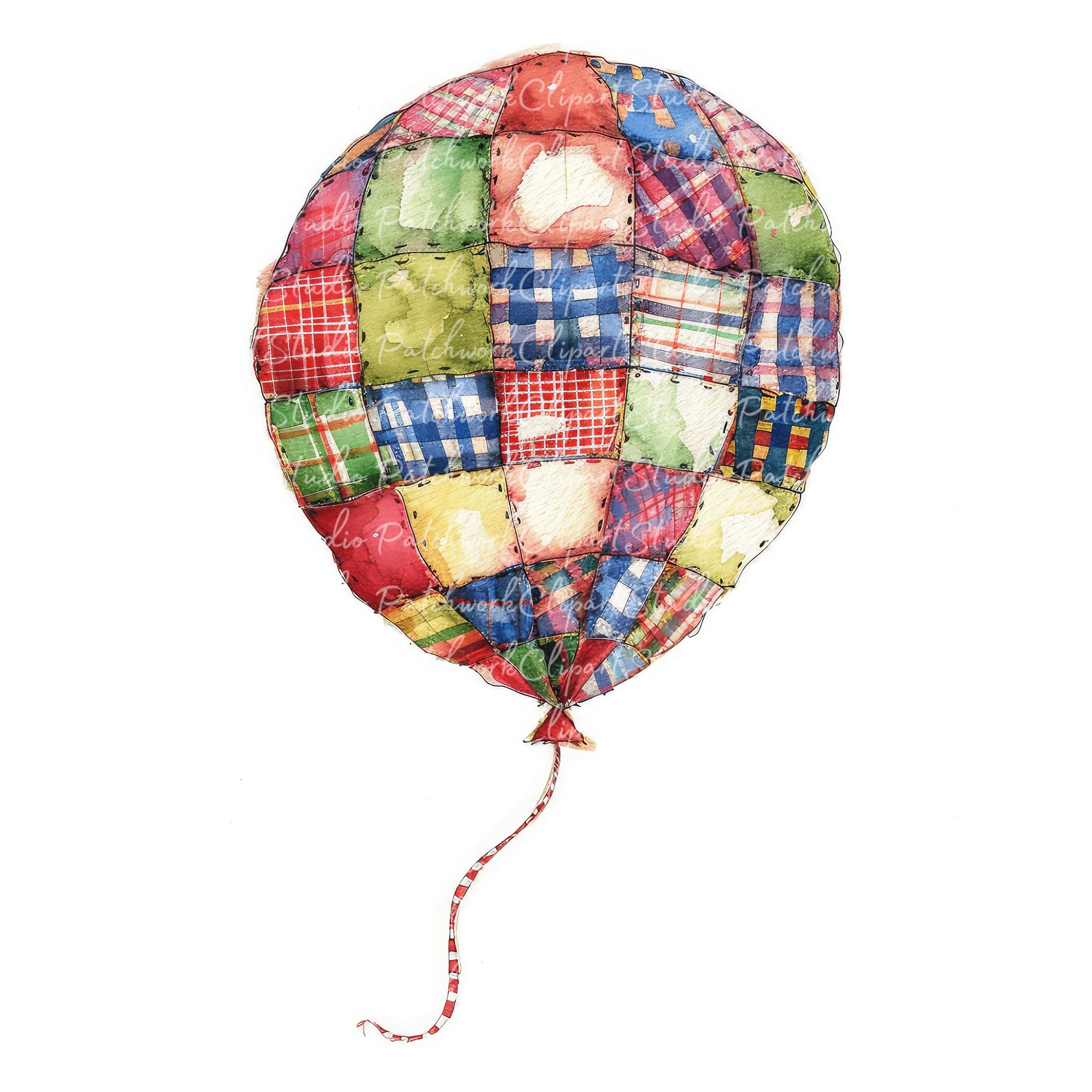 10 Balloons Clipart Bundle, PNG & JPG, Printable Patchwork Balloon ...