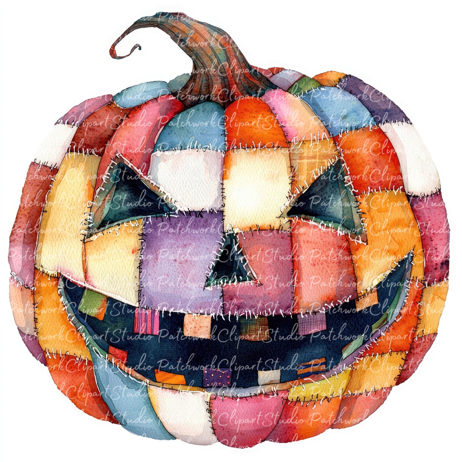 10 Halloween Pumpkin Clipart Bundle, PNG & JPG, Printable Patchwork ...