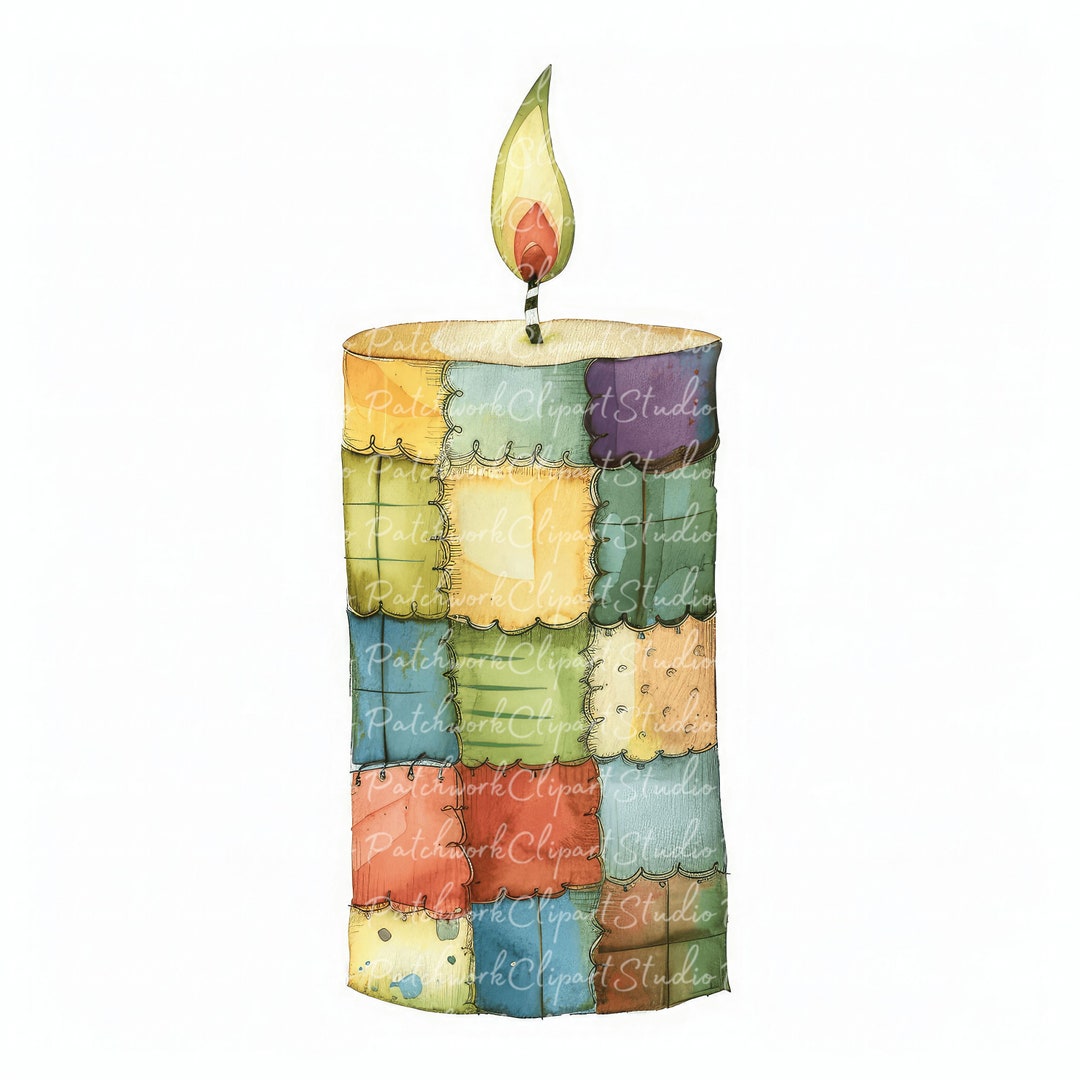 10 Candles Clipart Bundle, PNG & JPG, Printable Patchwork Candle ...