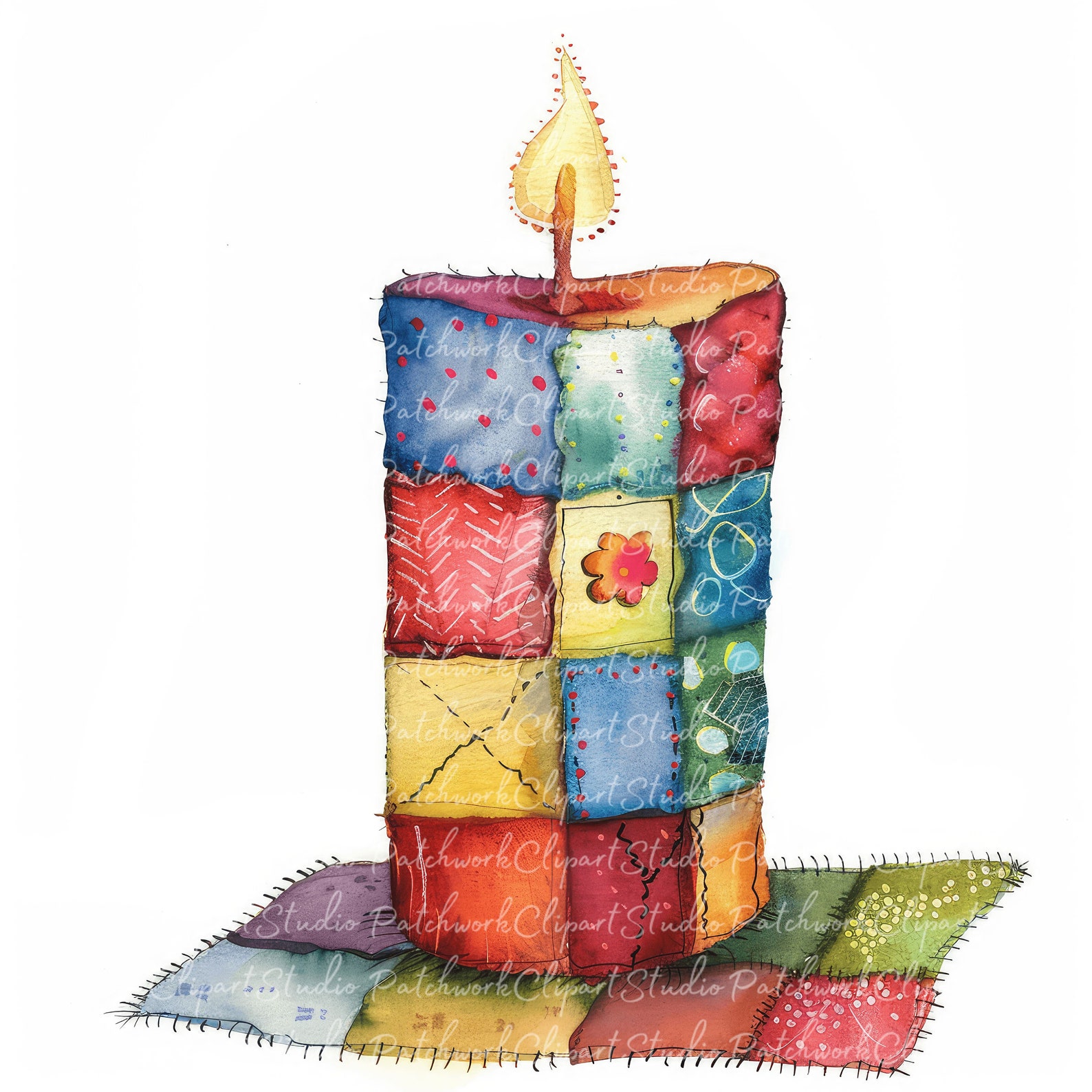 10 Candles Clipart Bundle, PNG & JPG, Printable Patchwork Candle ...