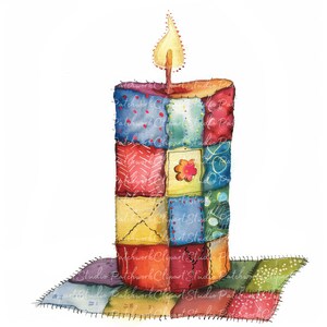 10 Candles Clipart Bundle, PNG & JPG, Printable Patchwork Candle ...
