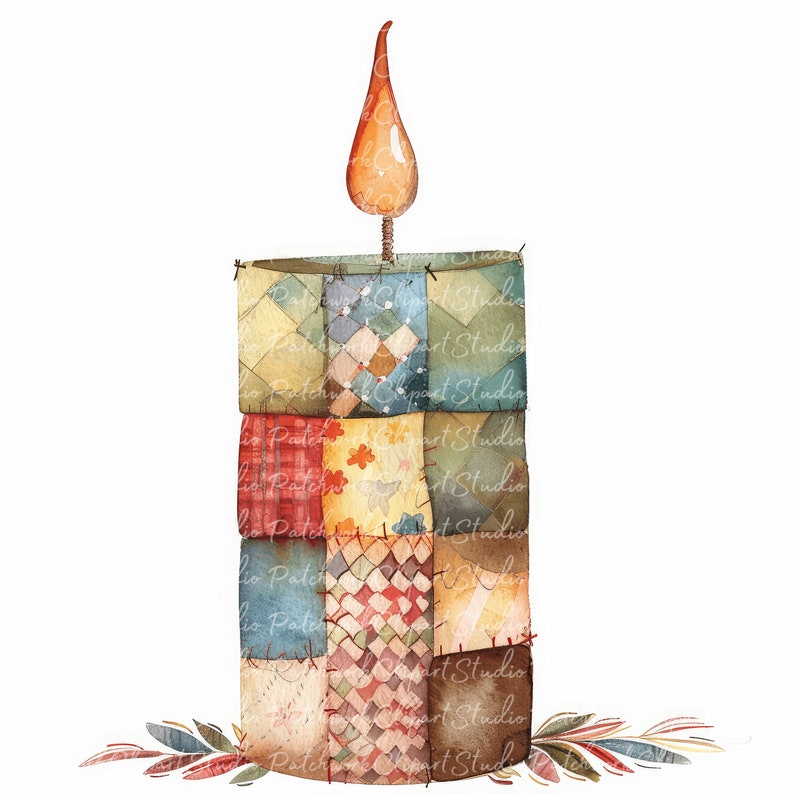10 Candles Clipart Bundle, PNG & JPG, Printable Patchwork Candle ...