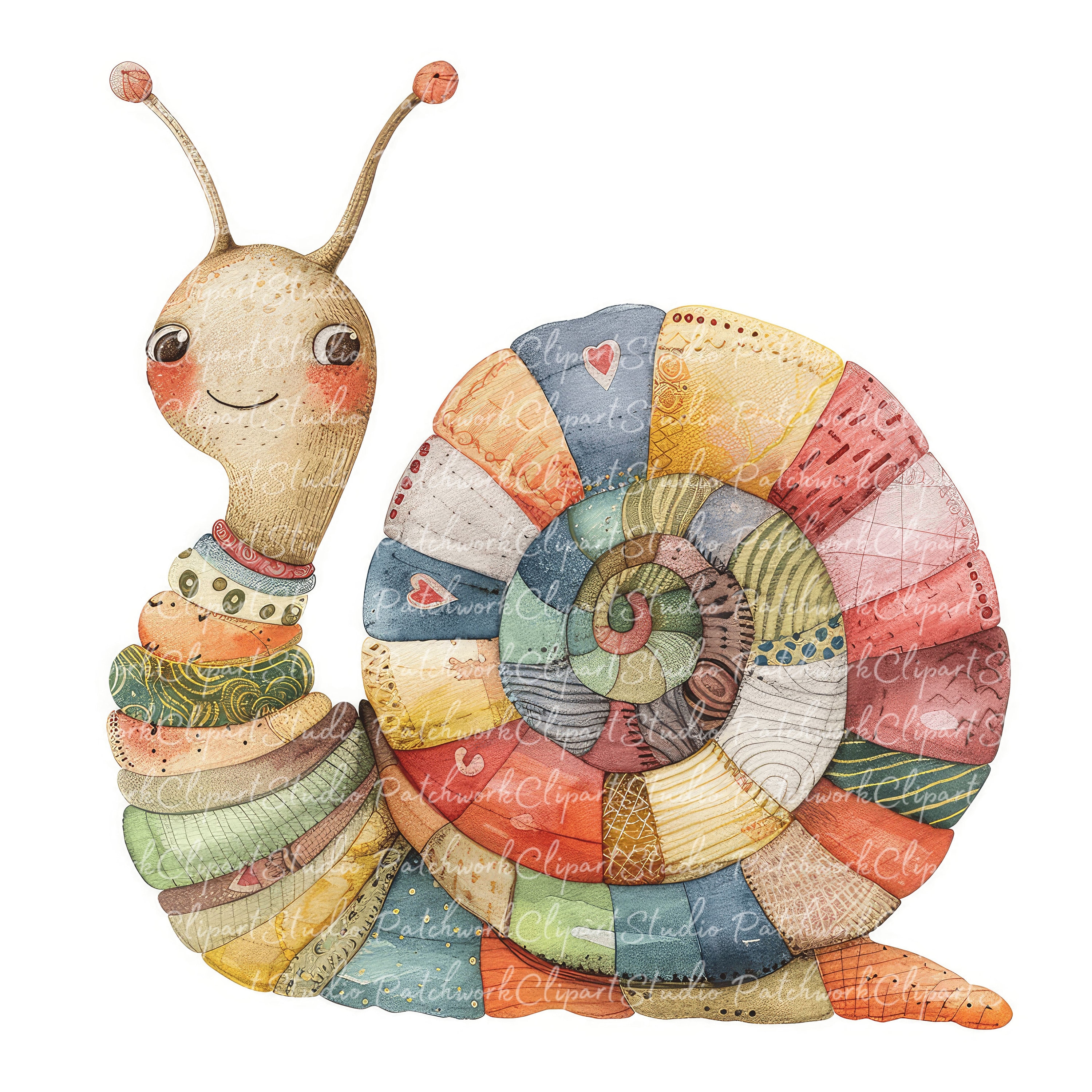 10 Snails Clipart Bundle, PNG & JPG, Printable Patchwork Snail ...