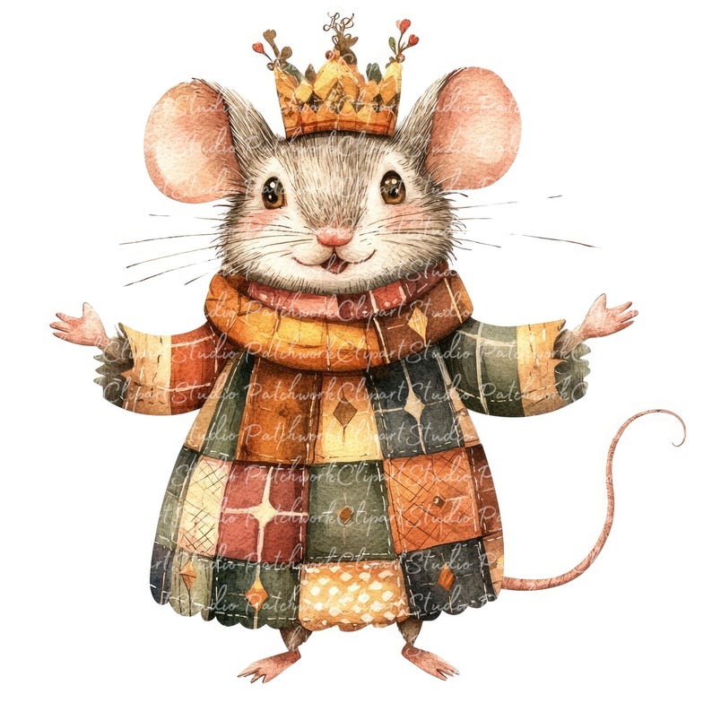 8 Mouse King Clipart Bundle, PNG & JPG, Printable Patchwork ...