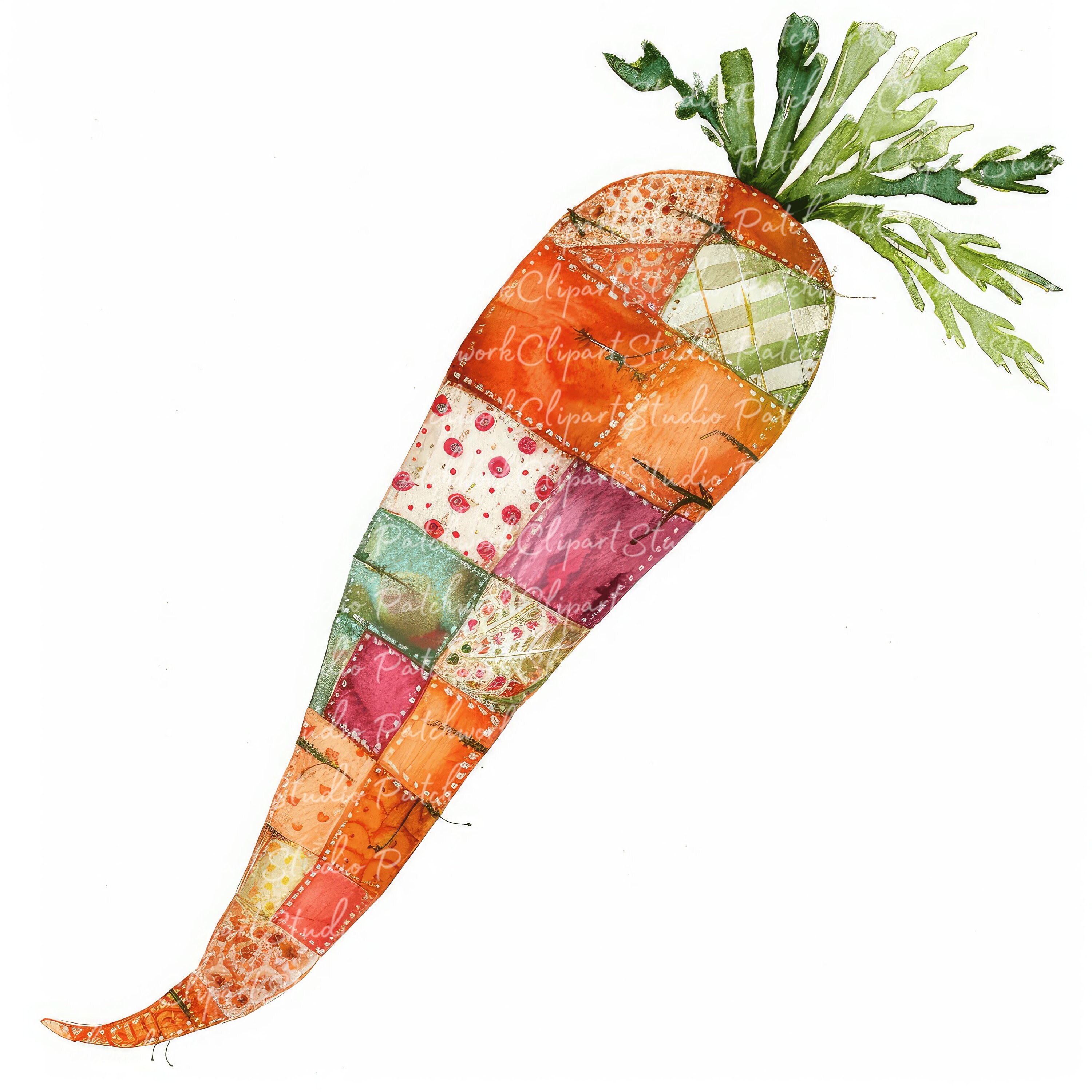 10 Carrots Clipart Bundle, PNG & JPG, Printable Patchwork Carrot ...