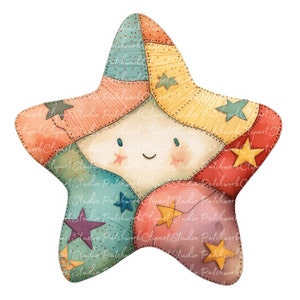 10 Star Clipart Bundle, PNG & JPG, Printable Patchwork Stars ...