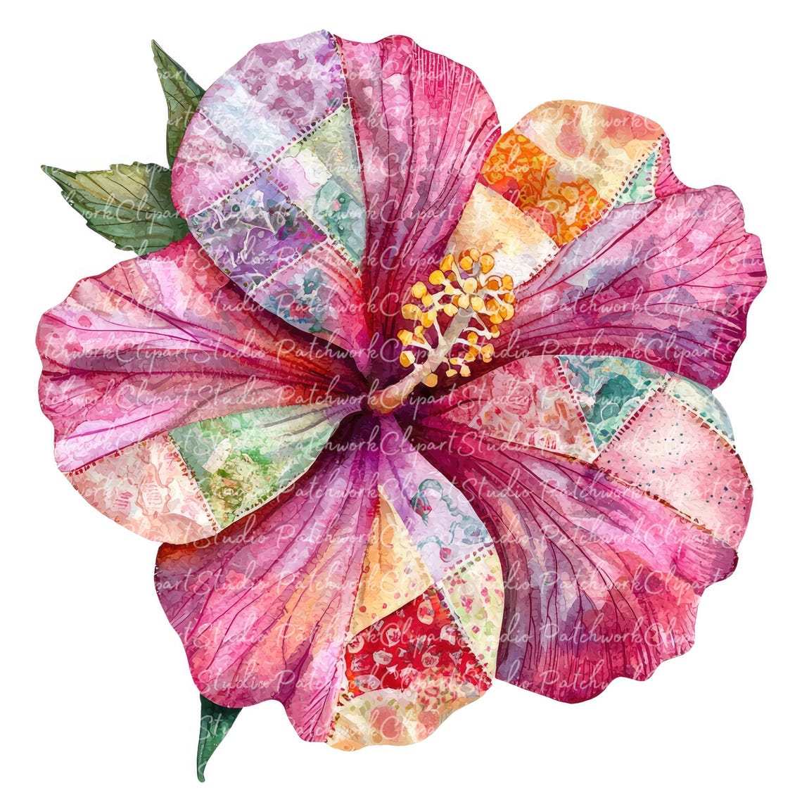 10 Hibiscus Clipart Bundle, PNG & JPG, Printable Patchwork ...