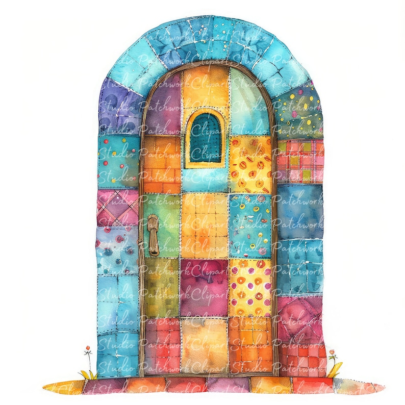 10 Doors Clipart Bundle, PNG & JPG, Printable Patchwork Door ...