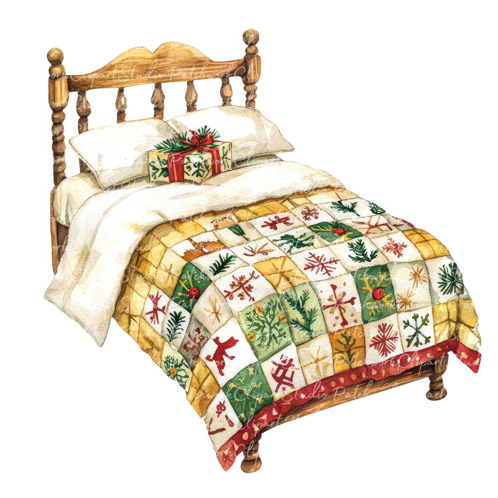 14 Golden Winter Blanket Clipart Bundle, PNG & JPG, Printable Patchwork ...