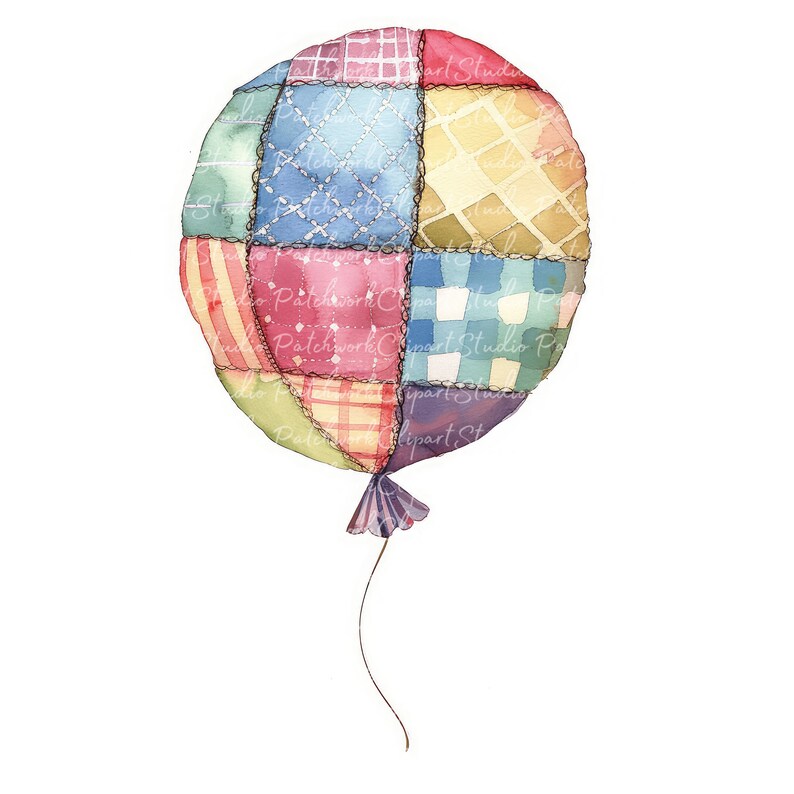 10 Balloons Clipart Bundle, PNG & JPG, Printable Patchwork Balloon ...