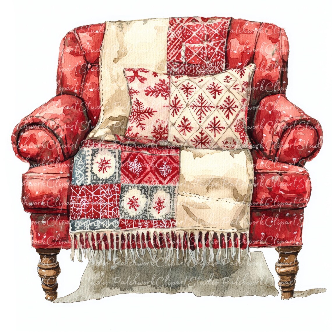 10 Quilted Red Winter Blanket Clipart Bundle, PNG & JPG, Printable ...