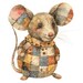 10 Mice Clipart Bundle, Printable Patchwork Mouse, Quilted Fabric ...