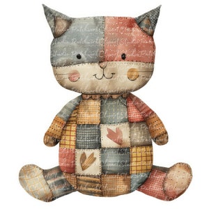10 Cats Clipart Bundle, PNG & JPG, Printable Patchwork Cat ...