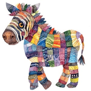 10 Zebras Clipart Bundle, PNG & JPG, Printable Patchwork Zebra ...