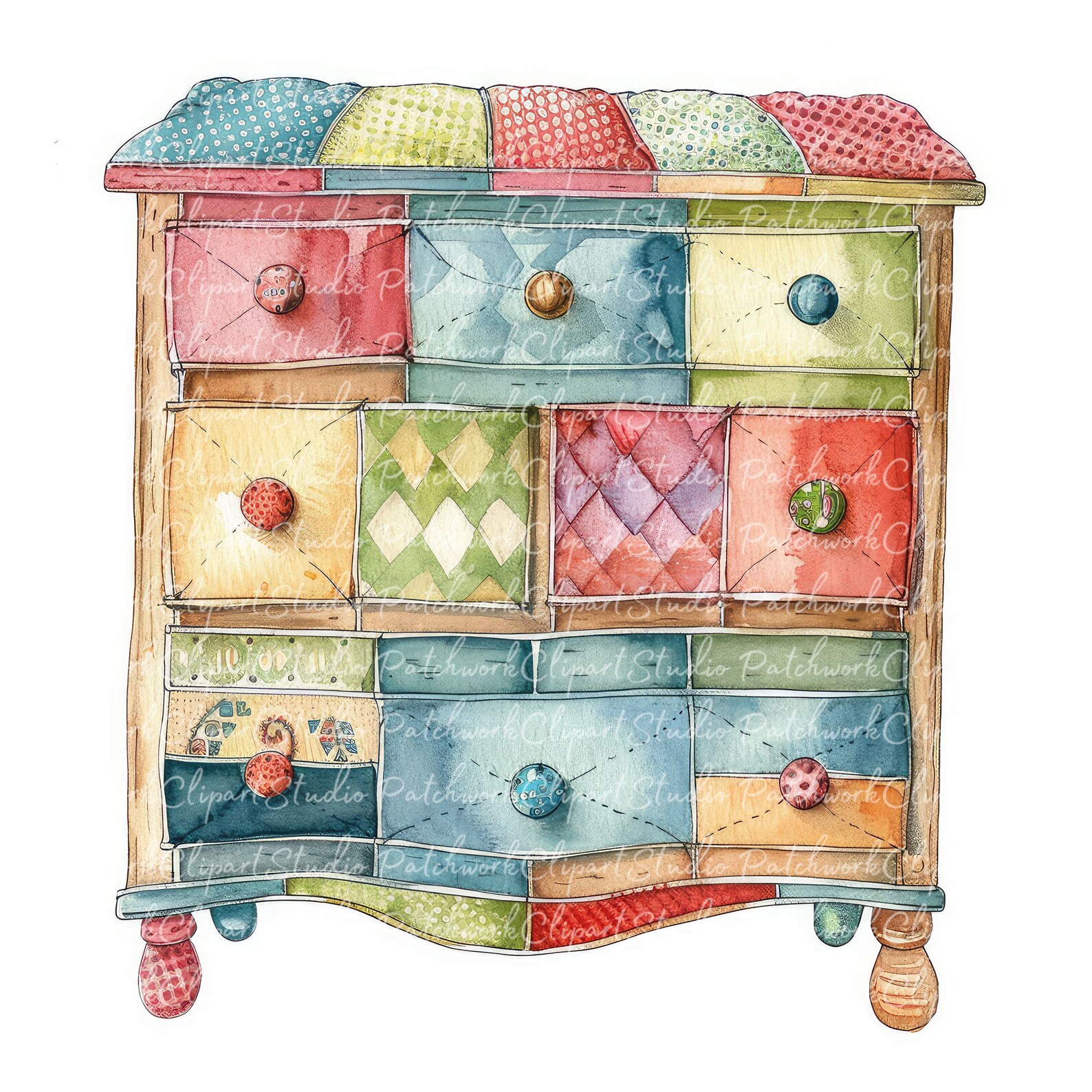 10 Dressers Clipart Bundle, PNG & JPG, Printable Patchwork Dresser ...