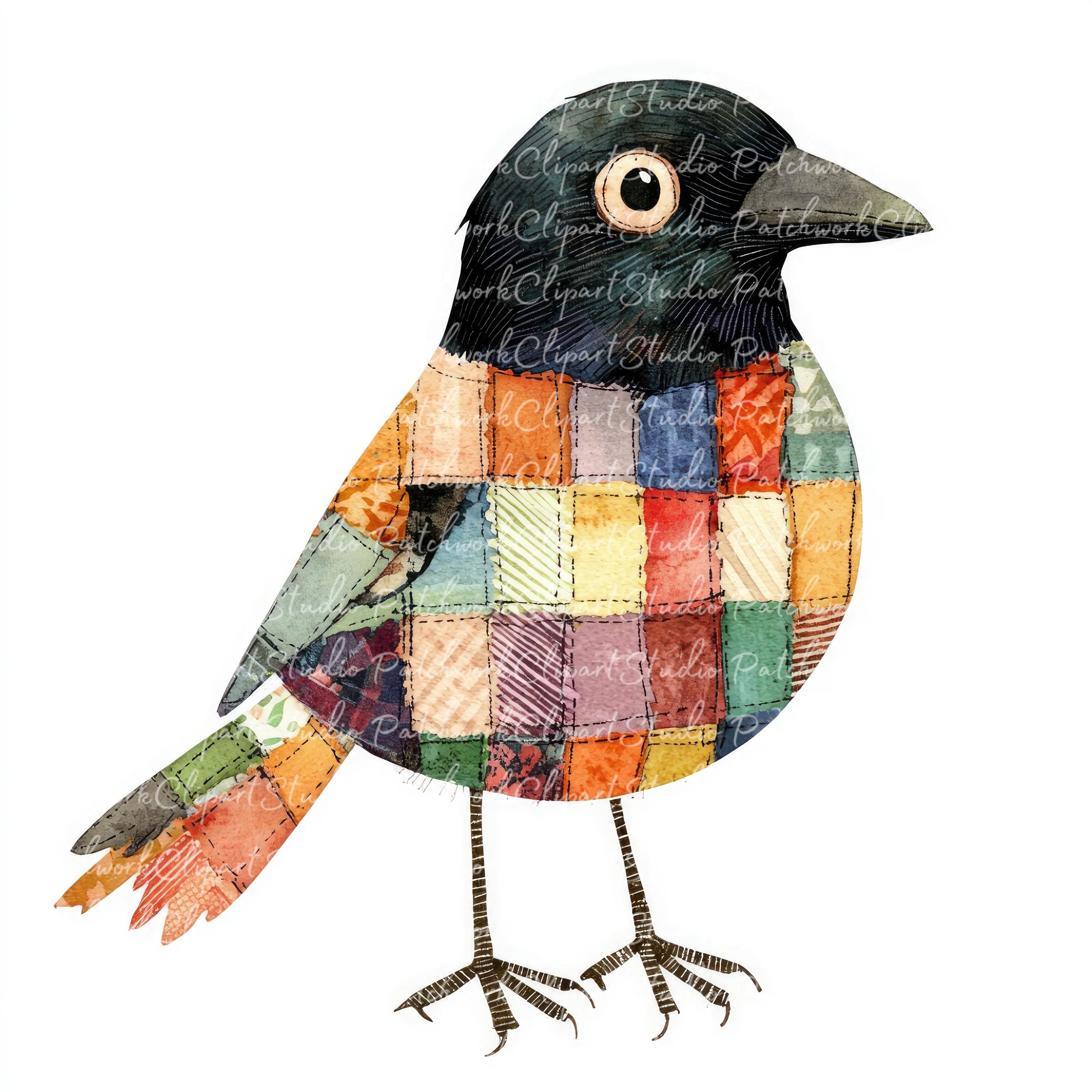 10 Crow Clipart Bundle, PNG & JPG, Printable Patchwork, Black Bird ...