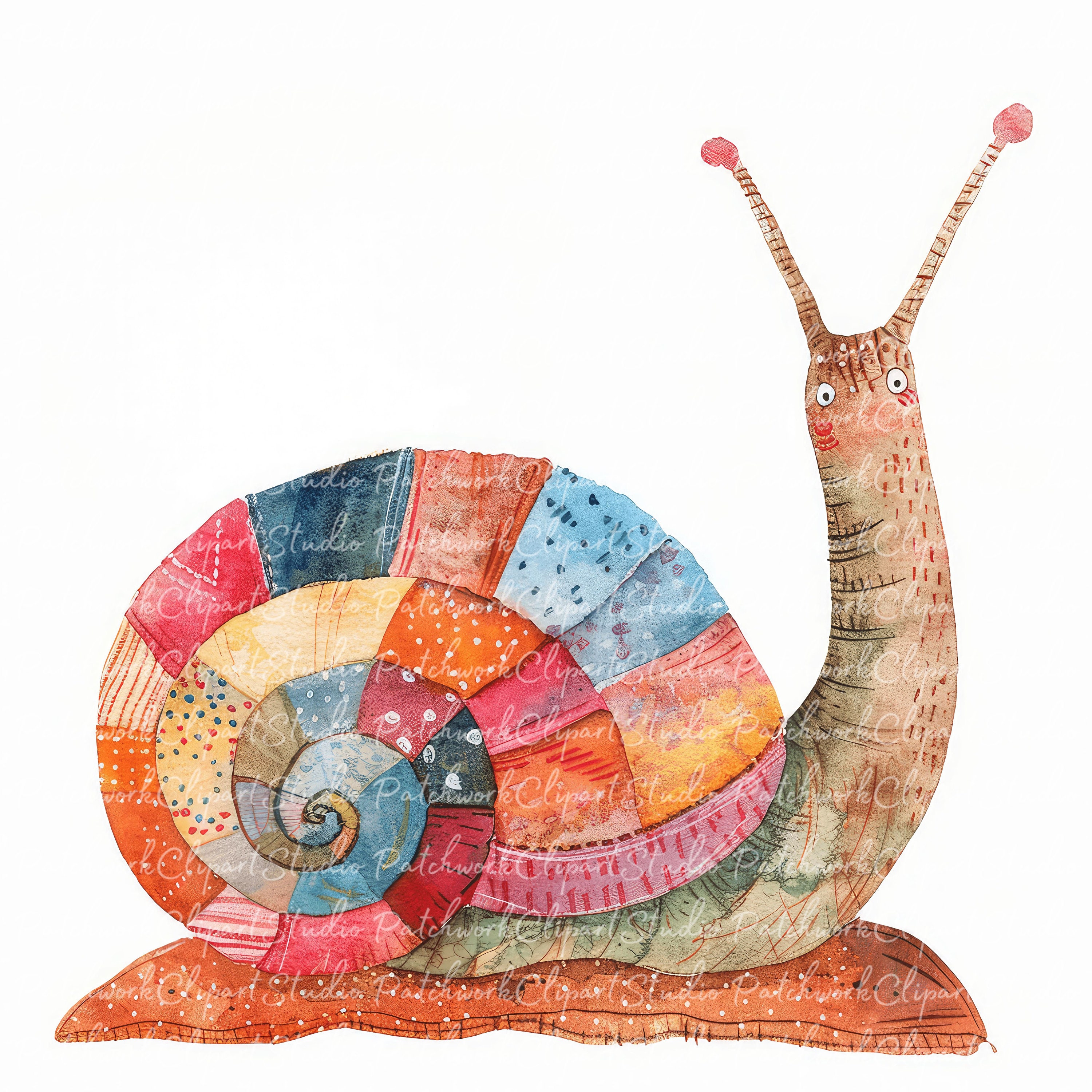 10 Snails Clipart Bundle, PNG & JPG, Printable Patchwork Snail ...