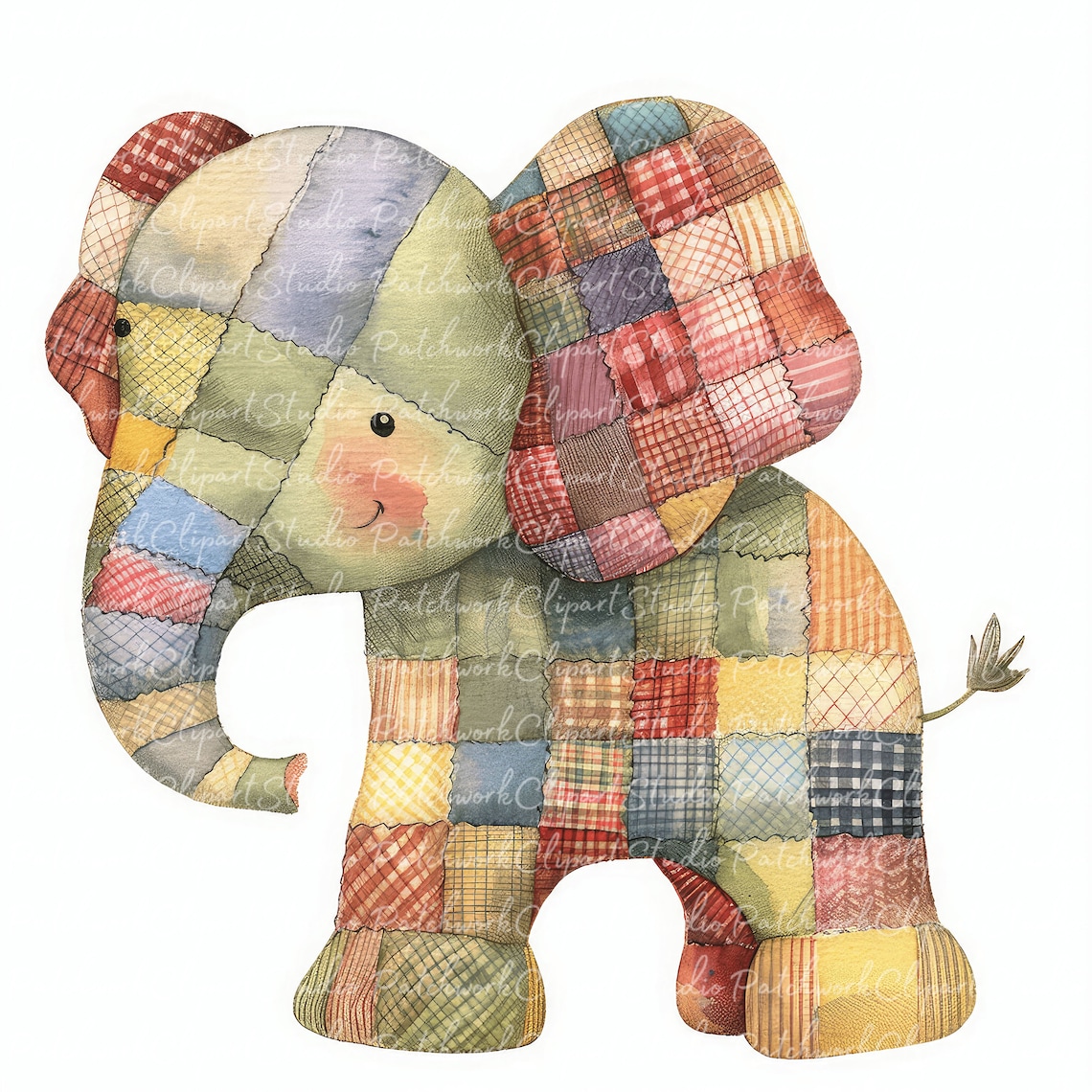 10 Elephants Clipart Bundle, PNG & JPG, Printable Patchwork Elephant ...