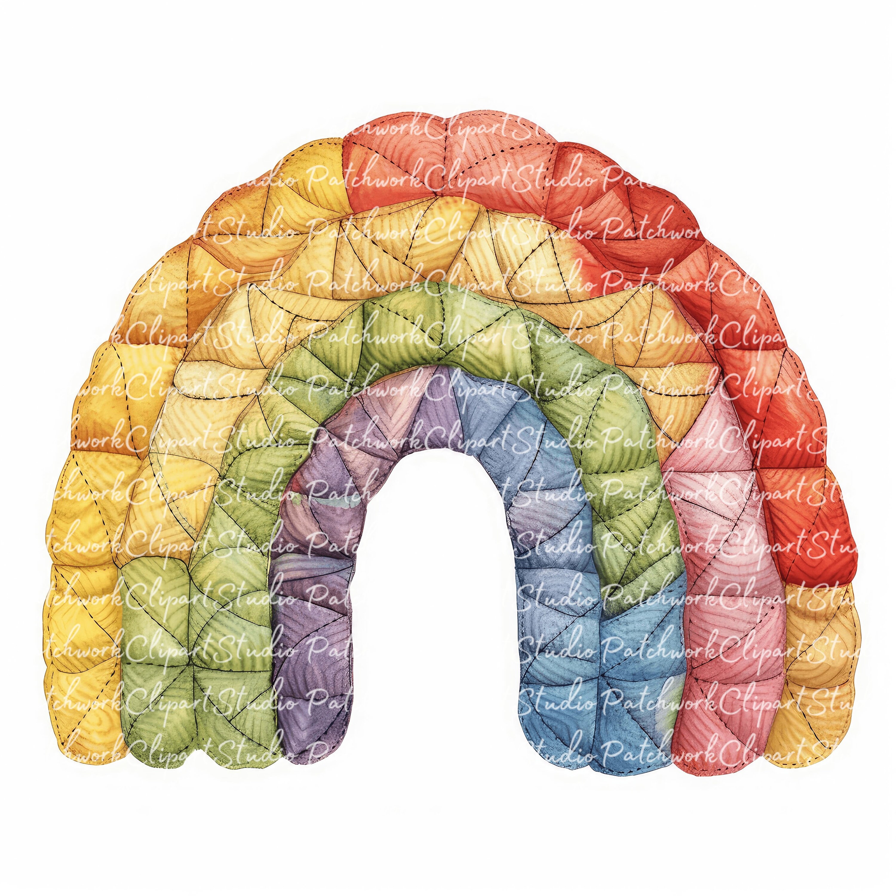 10 Rainbow Clipart Bundle, Printable Patchwork Rainbow, Digital ...