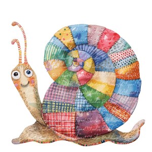 10 Snails Clipart Bundle, PNG & JPG, Printable Patchwork Snail ...