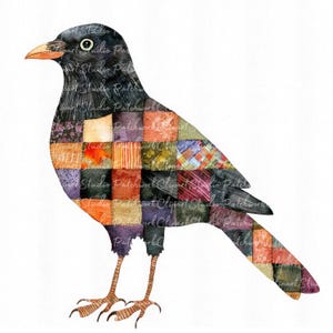 10 Crow Clipart Bundle, PNG & JPG, Printable Patchwork, Black Bird ...