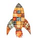 10 Rockets Clipart Bundle, Printable Patchwork Rocket, Quilted Fabric ...