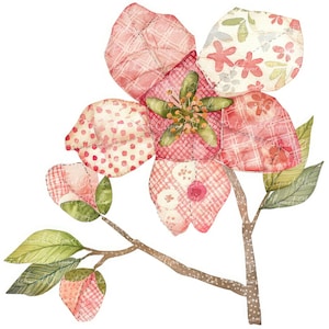 10 Cherry Blossom Flower Clipart Bundle, PNG & JPG, Printable Patchwork ...