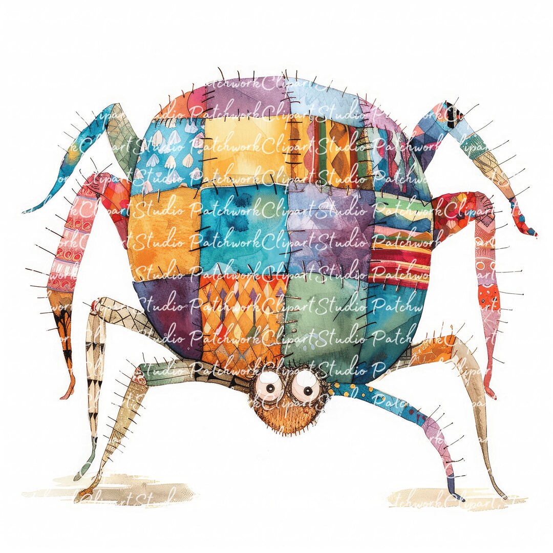 10 Spiders Clipart Bundle, PNG & JPG, Printable Patchwork Spider ...