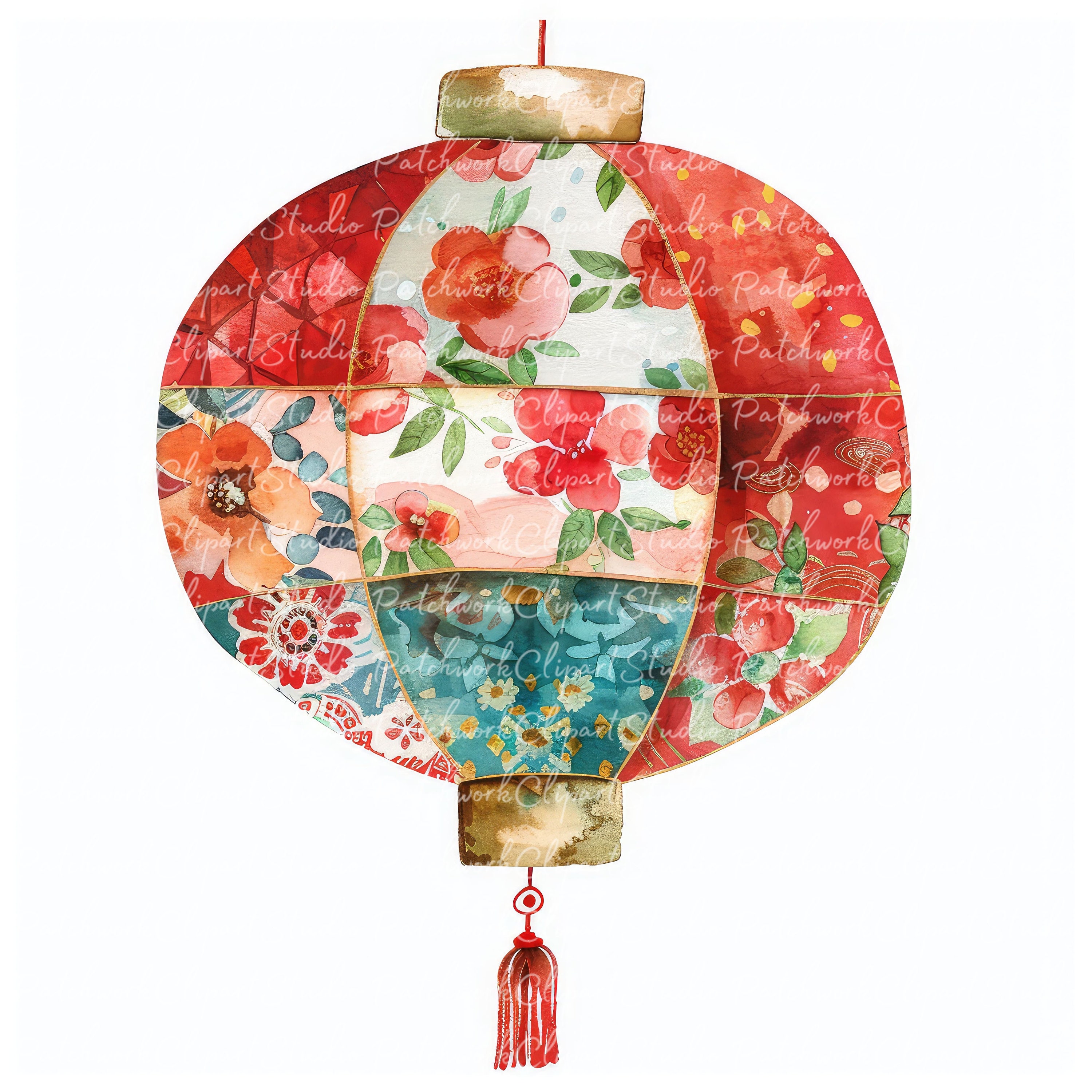 10 Chinese Lantern Clipart Bundle, PNG & JPG, Printable Patchwork ...