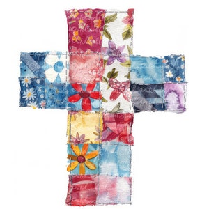 10 Cross Clipart Bundle, PNG & JPG, Printable Patchwork Crosses ...