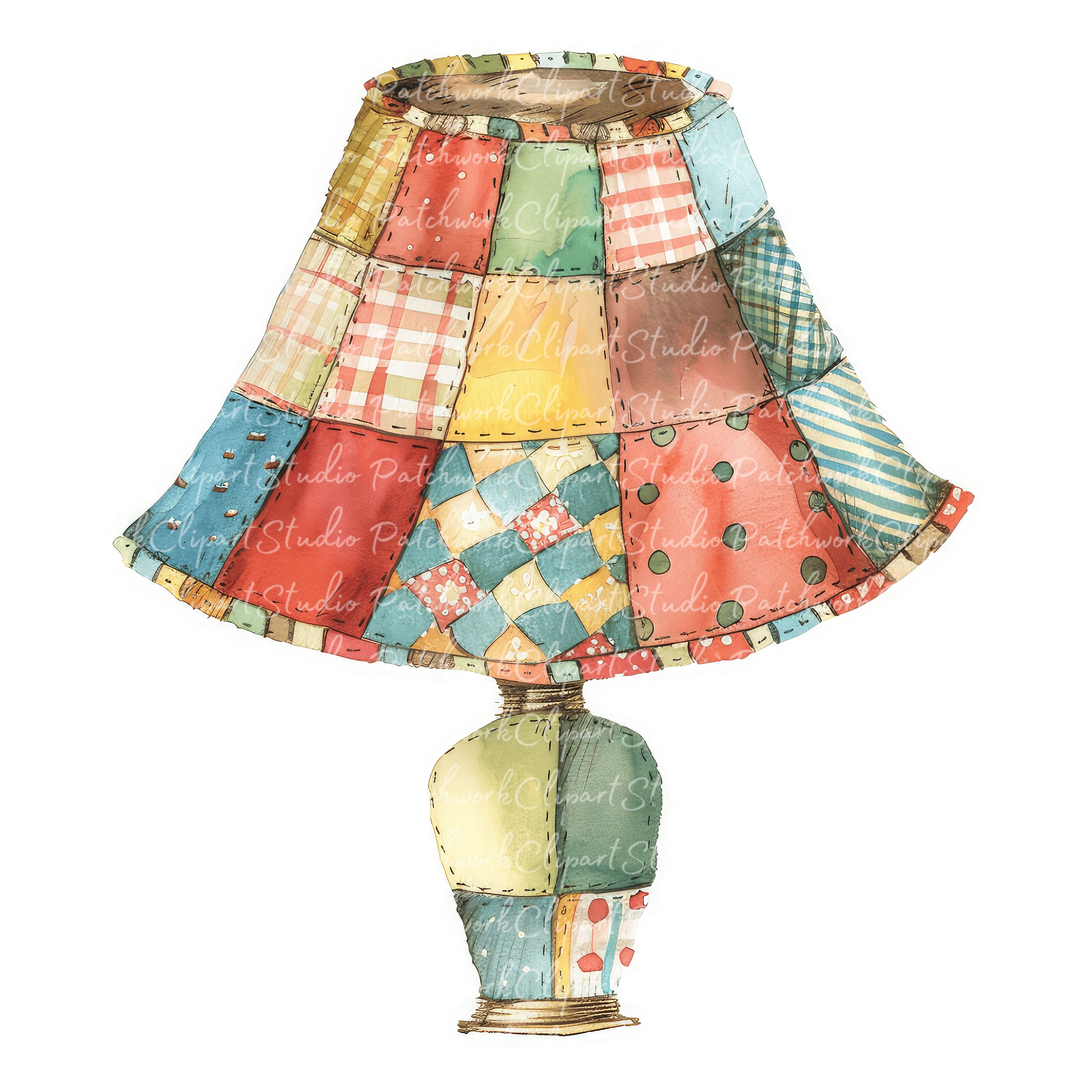 10 Lampshades Clipart Bundle, PNG & JPG, Printable Patchwork Lamp ...