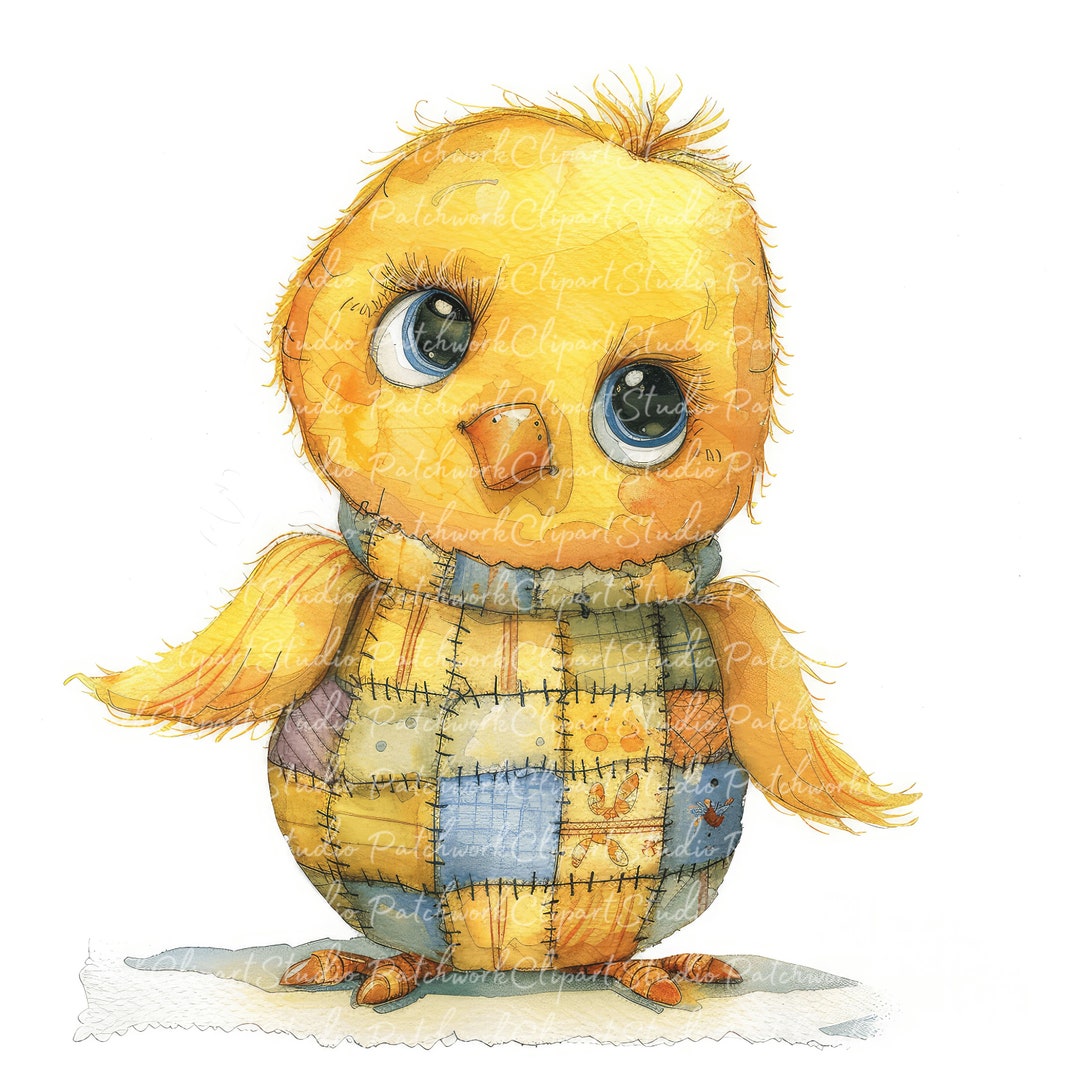 10 Chicks Clipart Bundle, PNG & JPG, Printable Patchwork Chick ...