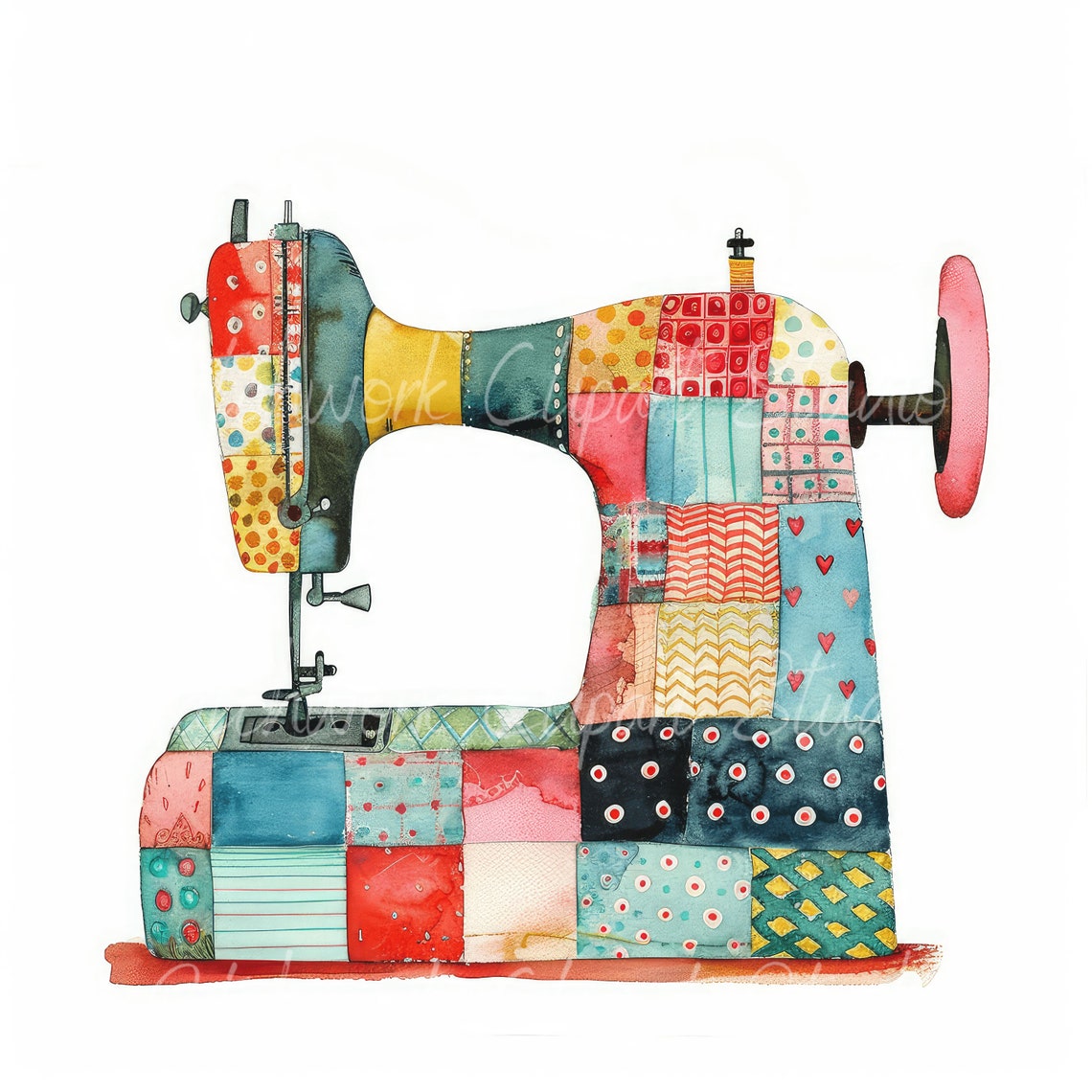 Patchwork Sewing Machines Clipart Bundle, Printable Sewing Machine ...