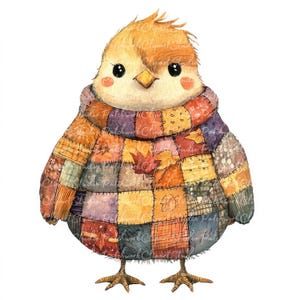 10 Autumn Chick Clipart Bundle, PNG & JPG, Printable Patchwork, Chick ...
