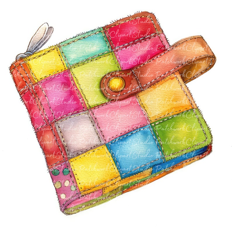 10 Wallets Clipart Bundle, PNG & JPG, Printable Patchwork Wallet ...
