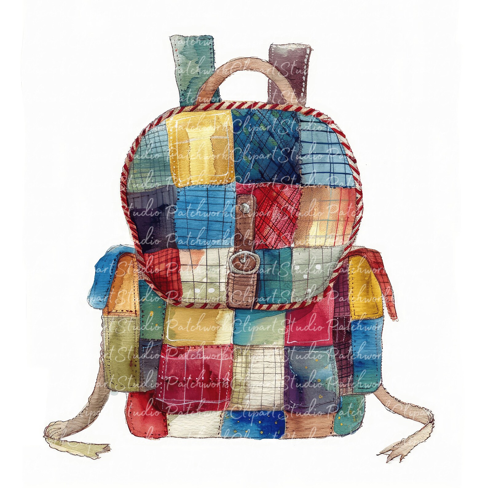 10 Backpacks Clipart Bundle, PNG & JPG, Printable Patchwork Backpack ...