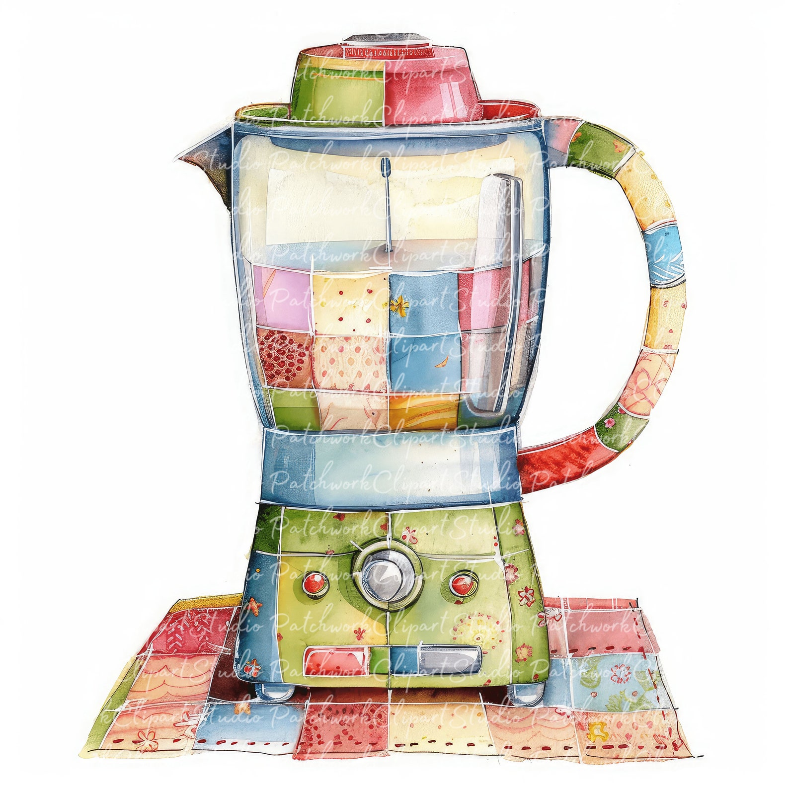 10 Blenders Clipart Bundle, PNG & JPG, Printable Patchwork Blender, Illustrations, Digital ...