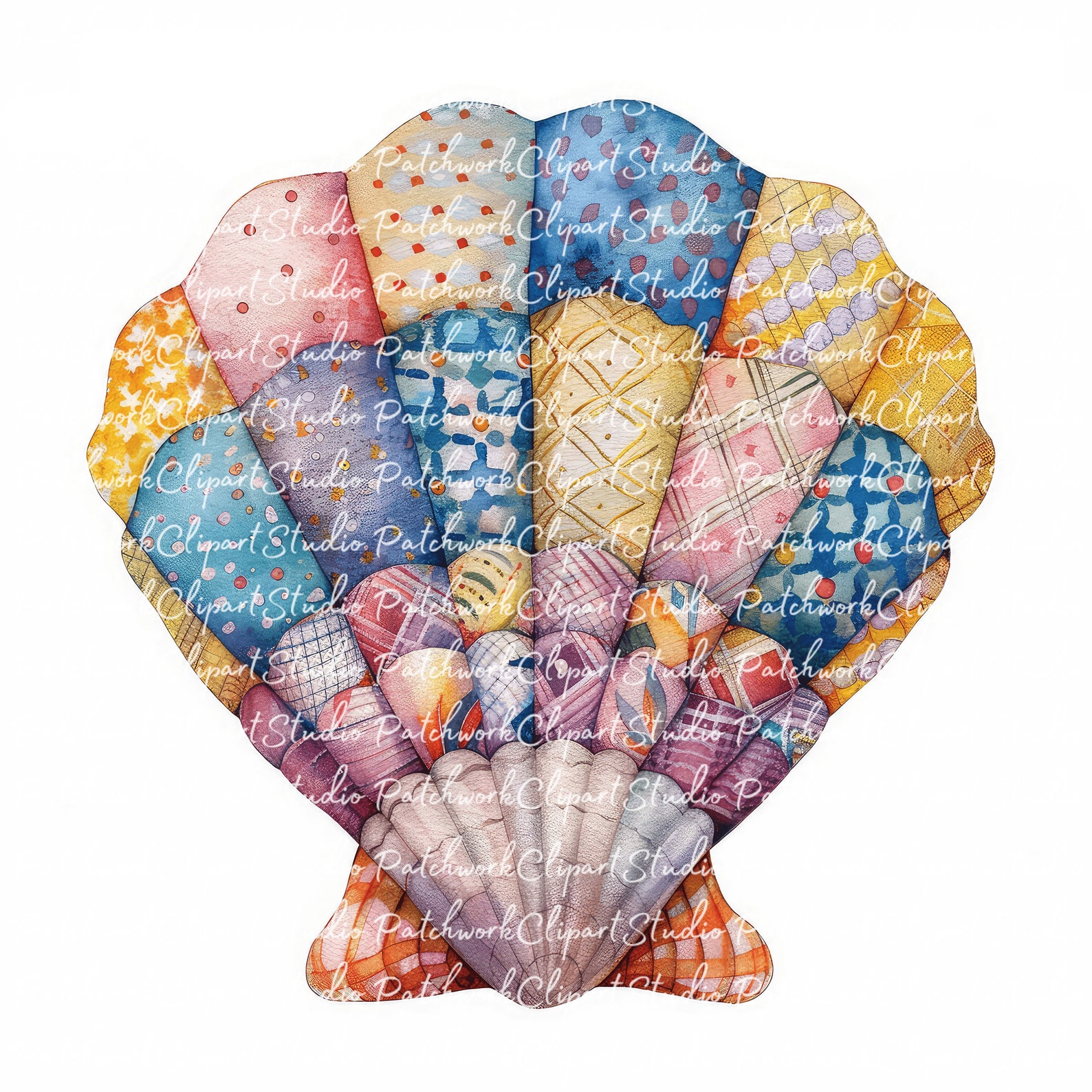 10 Shells Clipart Bundle, PNG & JPG, Printable Patchwork Shell ...