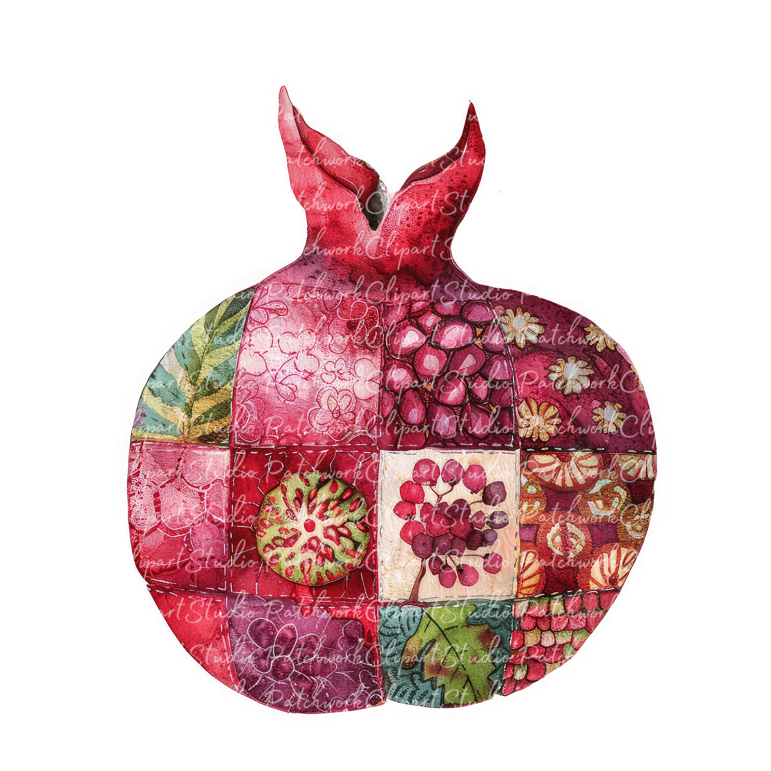 10 Pomegranates Clipart Bundle, PNG & JPG, Printable Patchwork ...