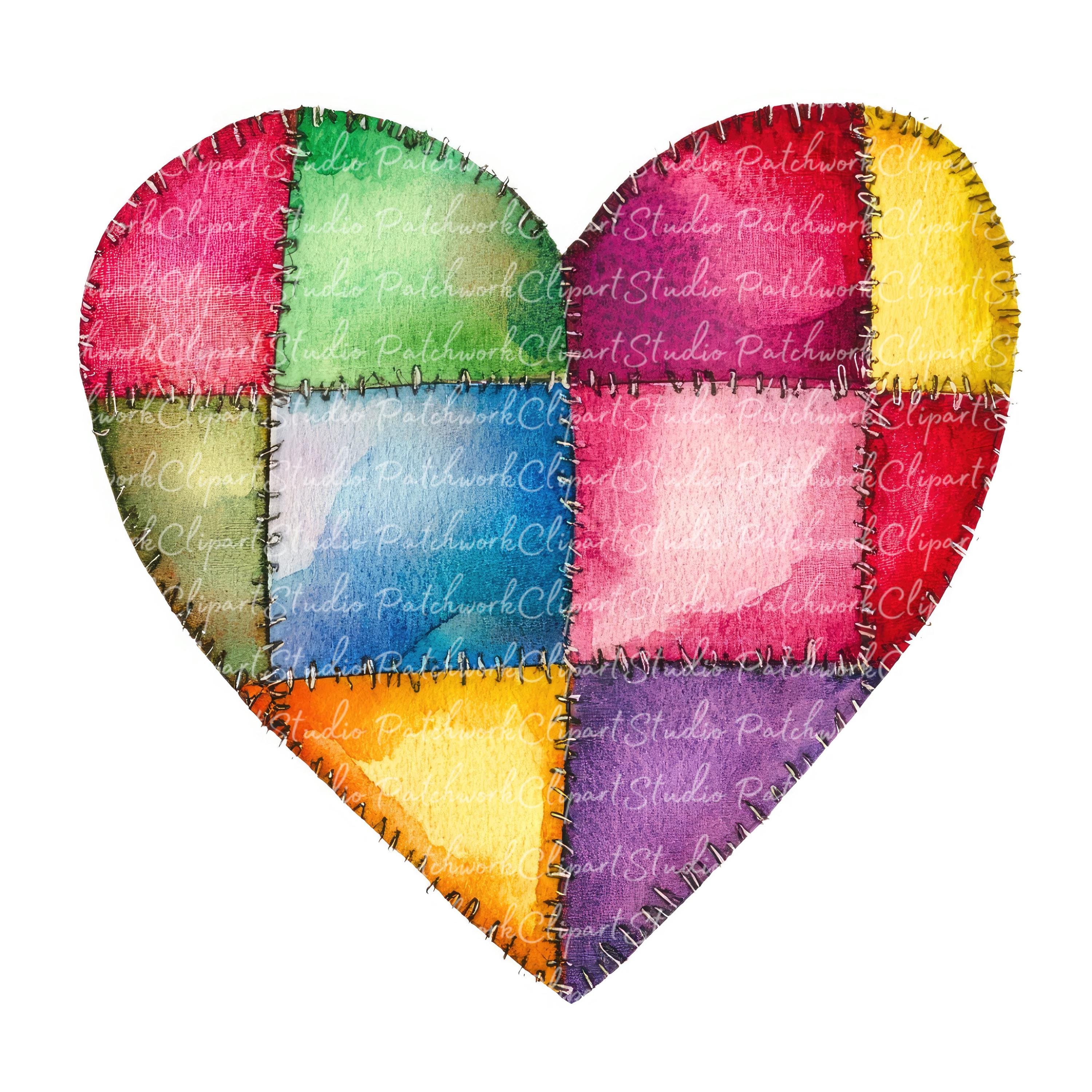 10 Rainbow Heart Clipart Bundle, PNG & JPG, Printable Patchwork ...