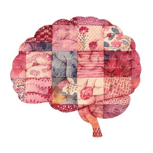 10 Brains Clipart Bundle, PNG & JPG, Printable Patchwork Brain, Illustrations, Digital Download ...