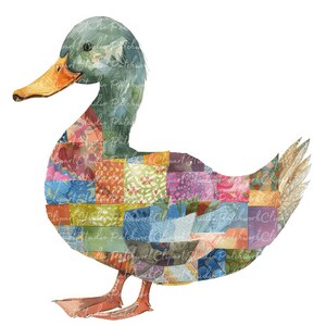 10 Ducks Clipart Bundle, PNG & JPG, Printable Patchwork Duck ...
