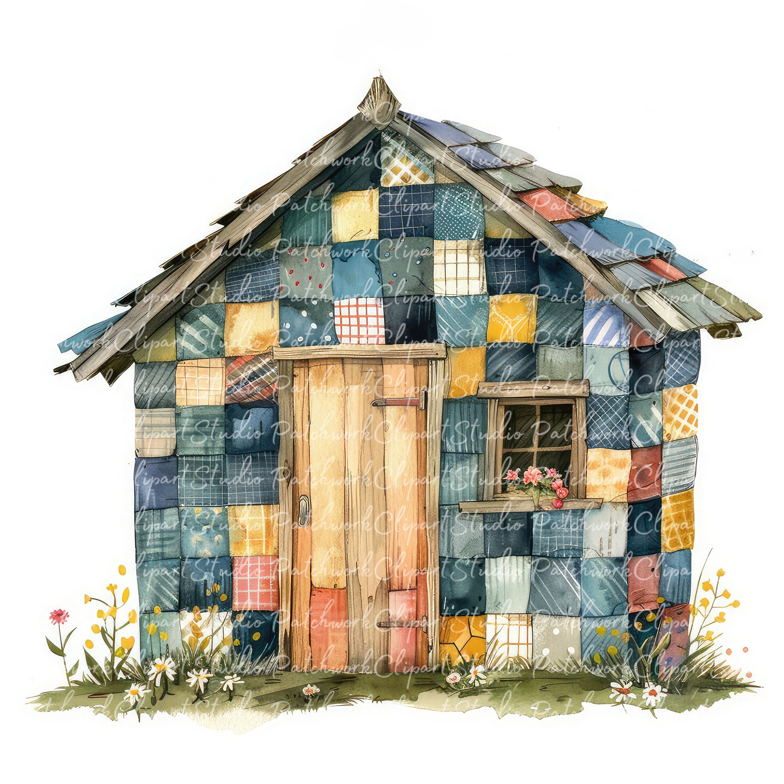 10 Garden Shed Clipart Bundle, PNG & JPG, Printable Patchwork Shed ...